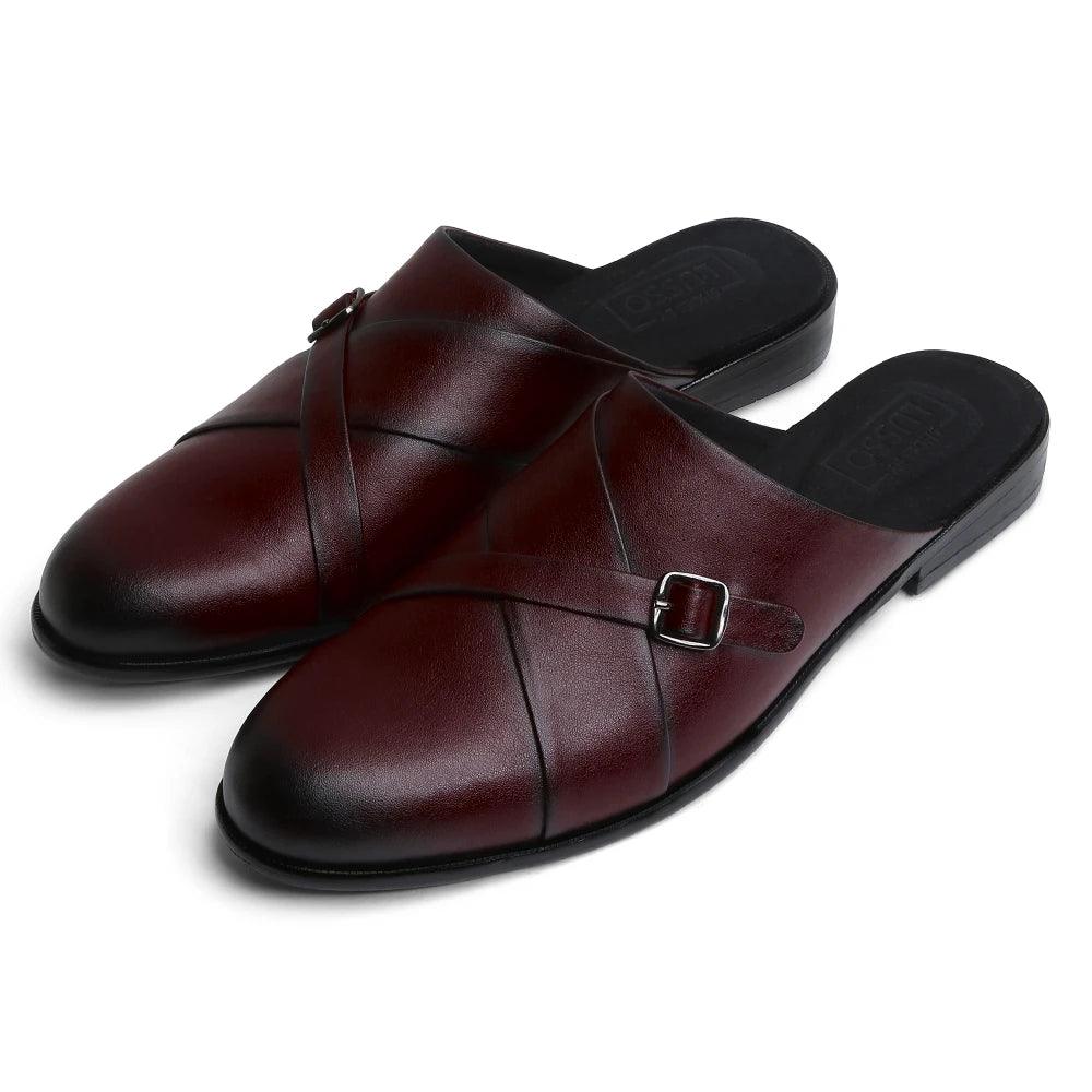 Buy Mason Maroon Single Monk Mules Premium Vegan Leather Shoes