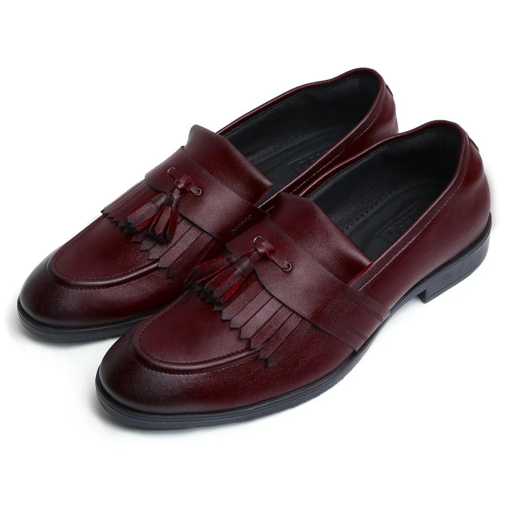 Buy Monarch Maroon Tassel Slip-On Premium Vegan Leather Shoes
