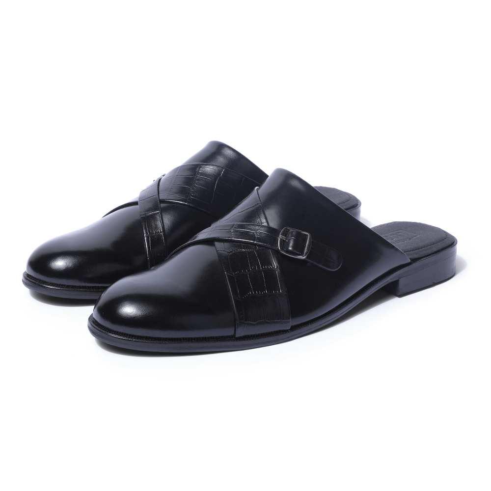 Buy Premium Mason Black Croco Mules Vegan Leather Shoes
