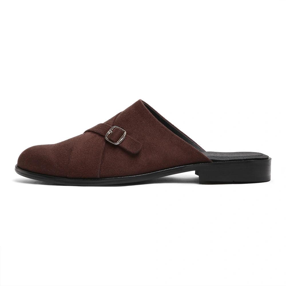 Mason - Brown Suede Single Monk Mules for Men by Lusso Lifestyle