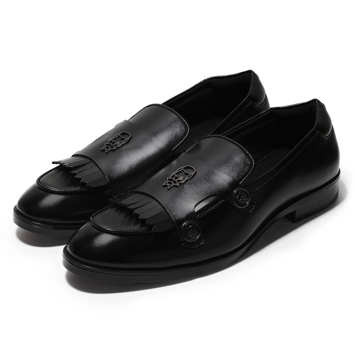 Buy Jitz Black Signature Double Monk Premium Vegan Leather Shoes